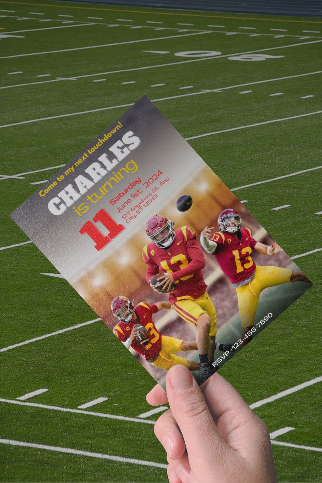 Caleb Williams NFL Birthday Invitation, NFL Party Invitation, American ...