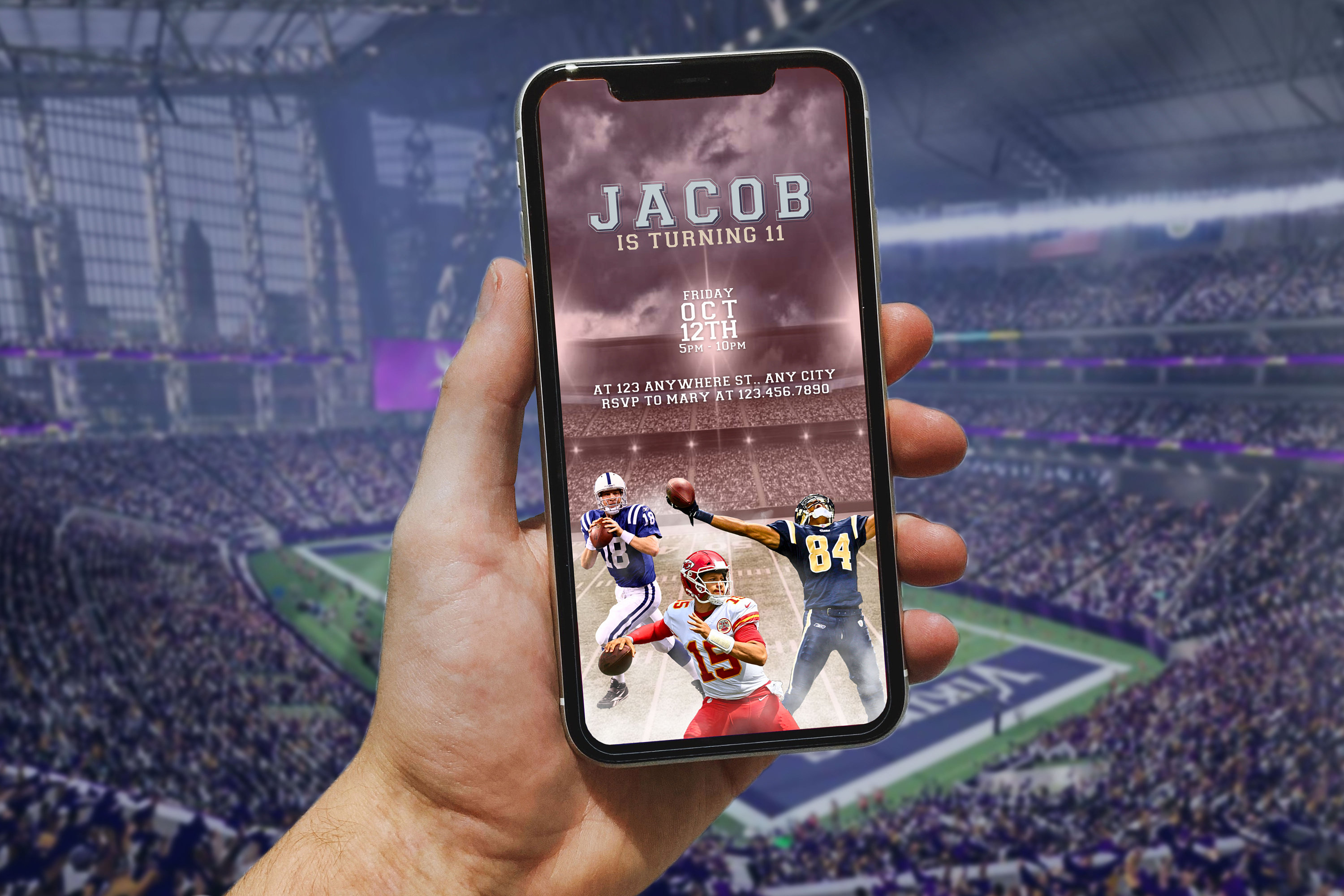 NFL Birthday Invitation, NFL Party Invitation, Football Stars Birthday ...