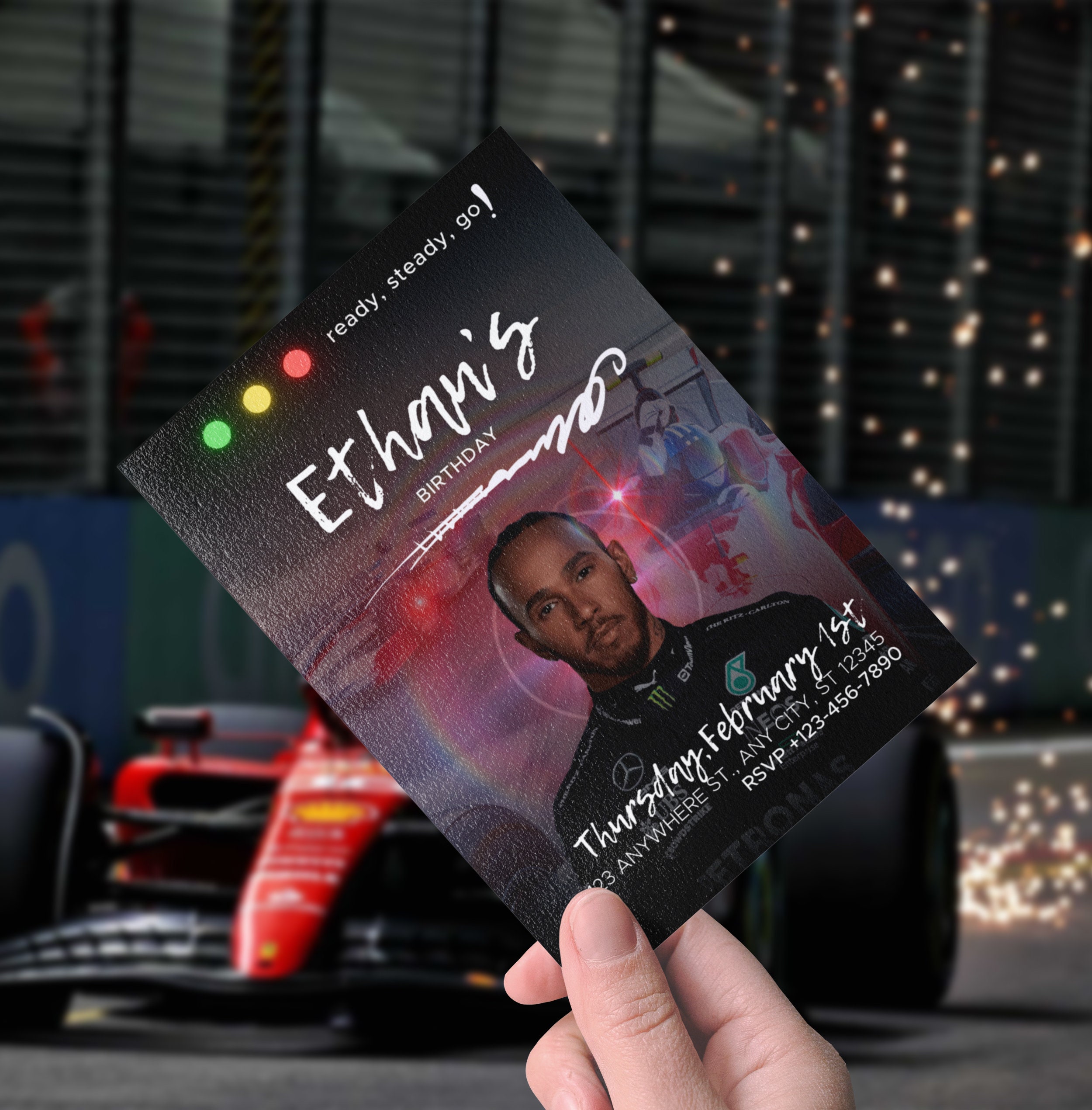 Lewis Hamilton Birthday Invitation, Hamilton Invite, F1 Racing, Formula ...
