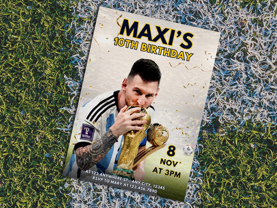 Messi Birthday Invitation, Messi Invite, Argentina Soccer Theme ...