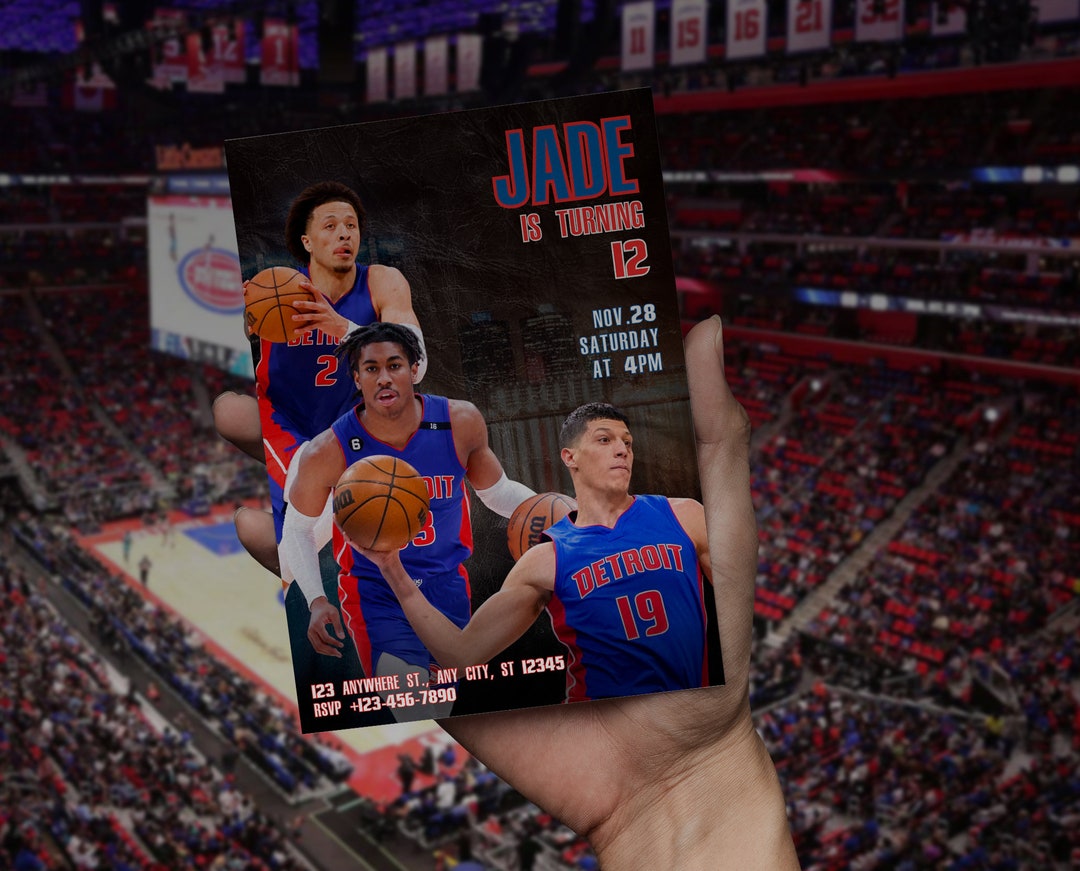 Basketball Stars Birthday Invitation Detroit Pistons Theme Cade ...