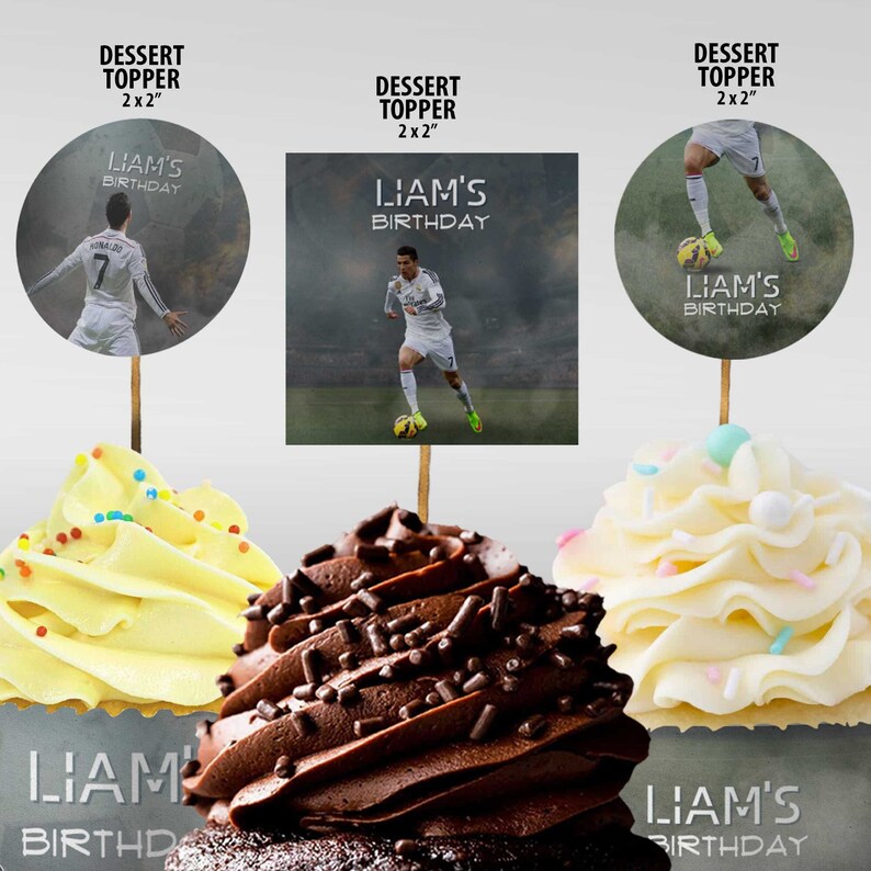 Cristiano Ronaldo CR7 Real Madrid Happy Birthday Cupcake Toppers Only ...