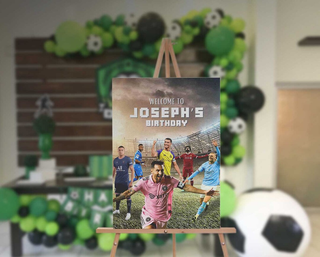 Soccer Players CR7 Messi Mbappe Happy Birthday Welcome Sign Includes ...