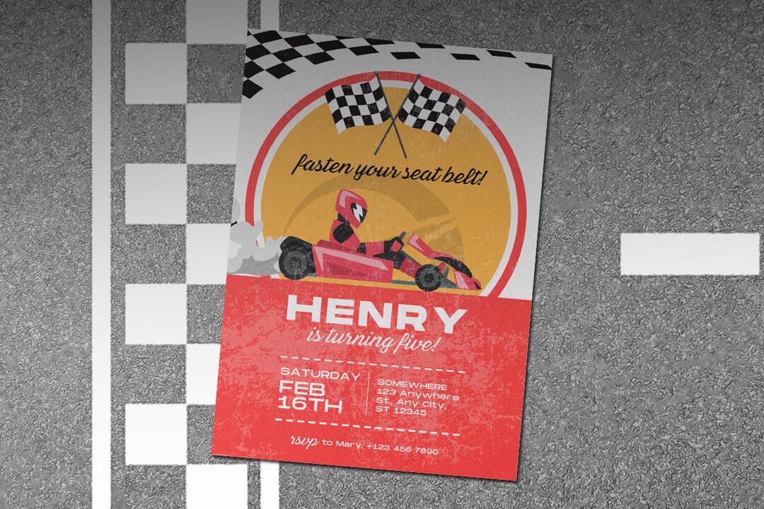 PRINTED Race Car Birthday Party Digital Invitation Kids Speed Racing ...