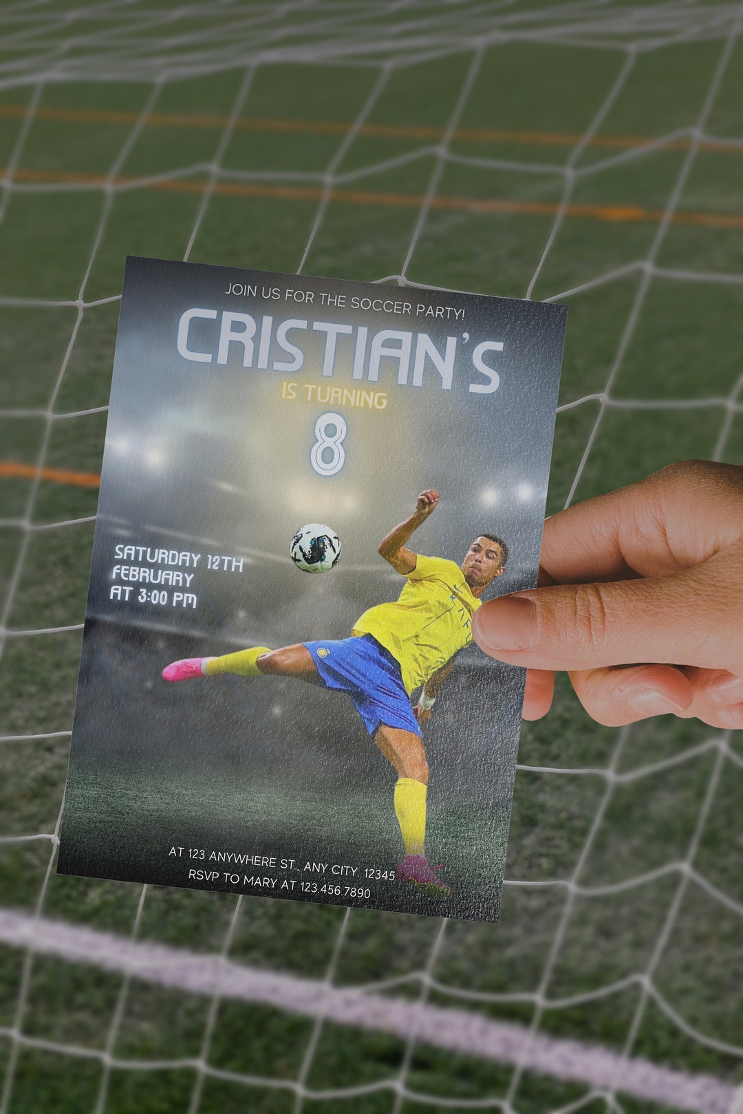 Printed Cristiano Ronaldo Birthday Invitation Cristiano CR7 Al-nassr ...