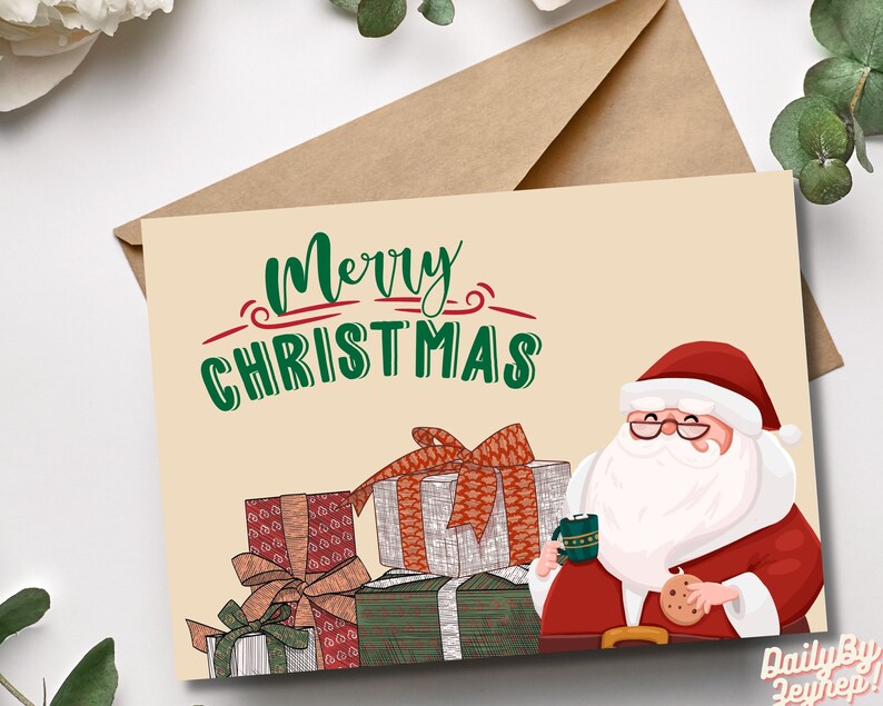 Merry Christmas Card Printable Christmas Card Digital Christmas Card ...