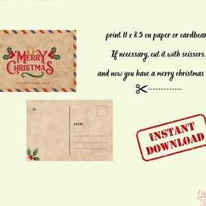 Merry Christmas Card Printable Christmas Card Digital Christmas Card ...