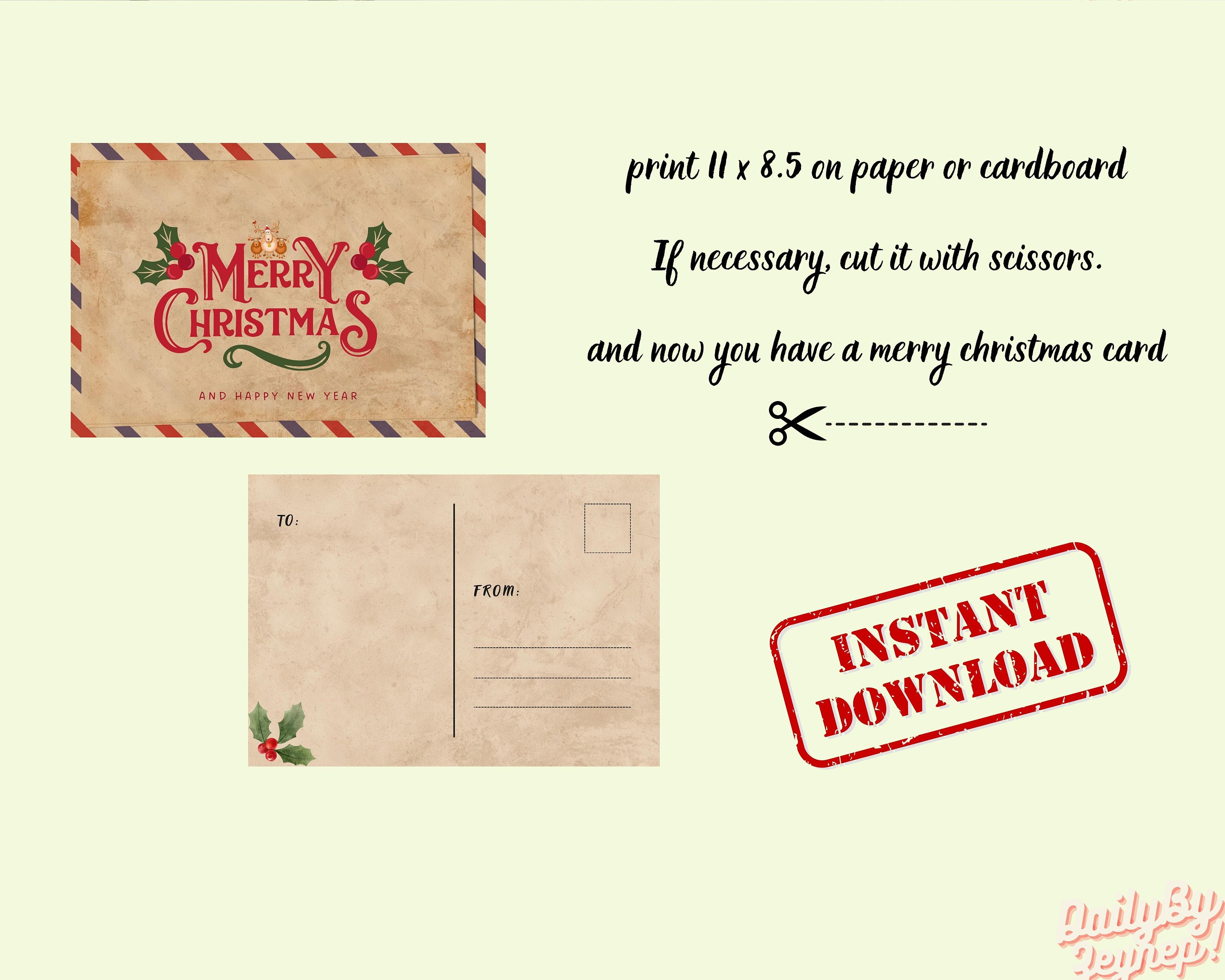 Merry Christmas Card Printable Christmas Card Digital Christmas Card ...