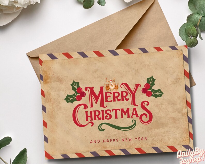 Merry Christmas Card Printable Christmas Card Digital Christmas Card ...