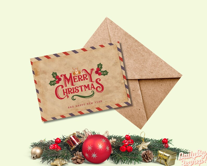 Merry Christmas Card Printable Christmas Card Digital Christmas Card ...