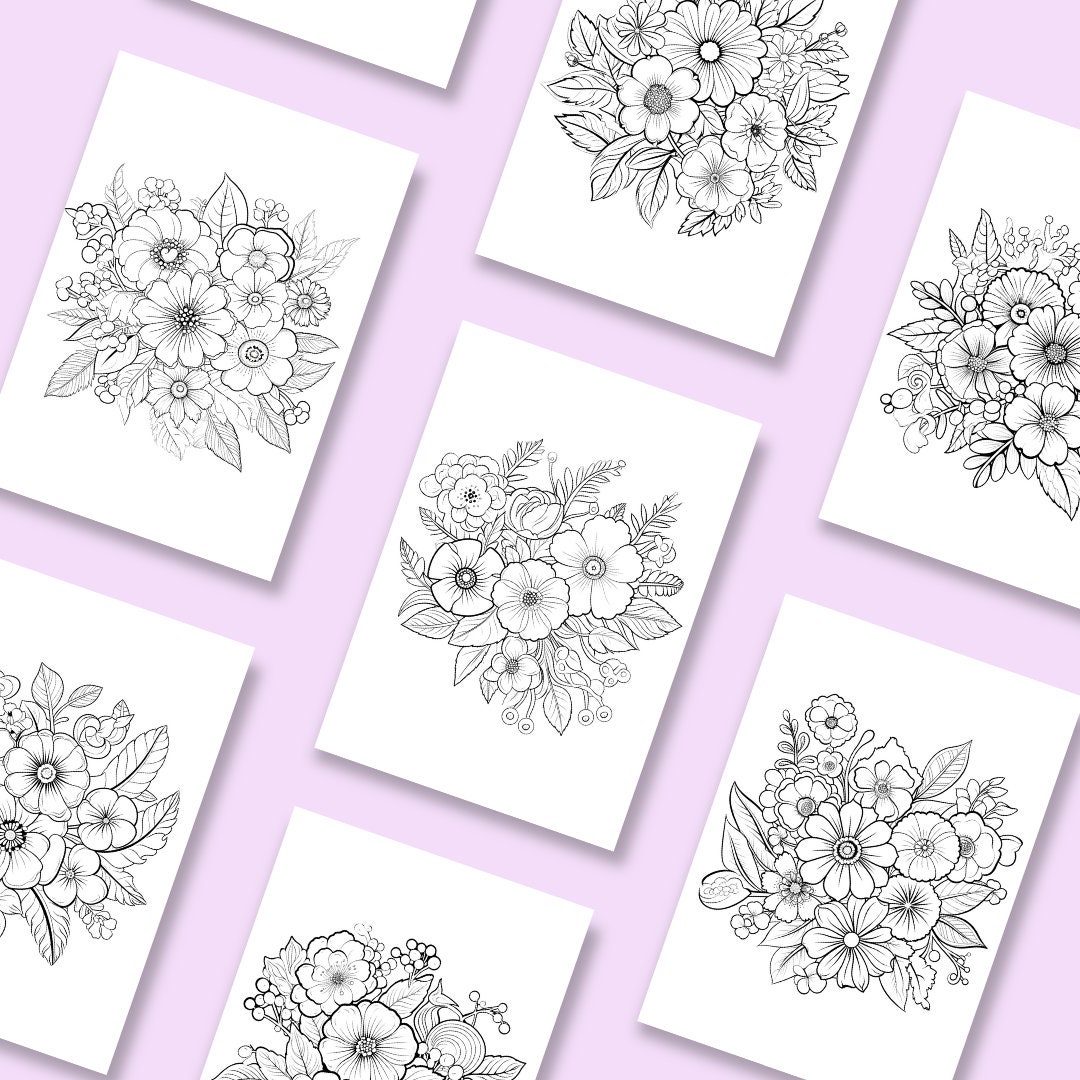 100 Flower Coloring Pages Printable Coloring Sheets for Kids and Adults ...