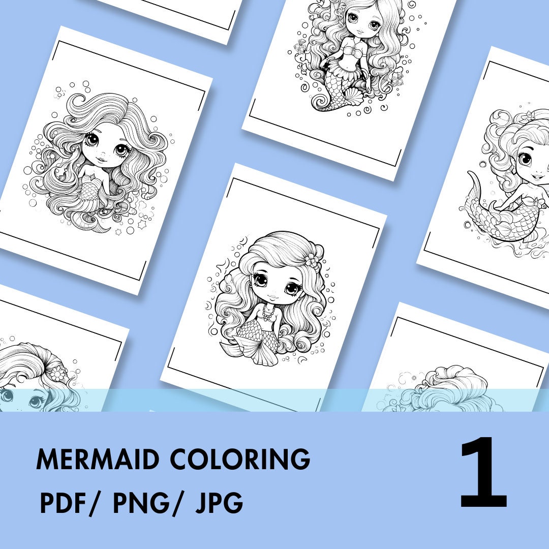 Mermaid Coloring Pages 1 20 Printable Sheets for Kids and Adults PDF ...