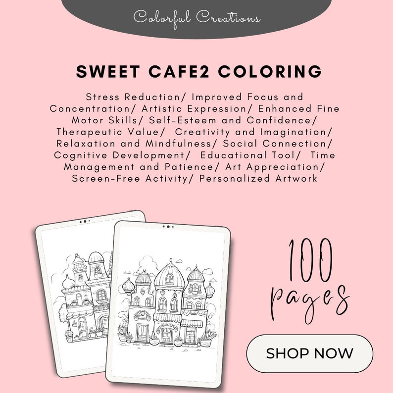 100 Sweet Cafe2 Coloring Pages 1 100 Pages Coloring Pages for Kids and ...