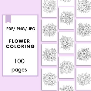 100 Flower Coloring Pages Printable Coloring Sheets for Kids and Adults ...