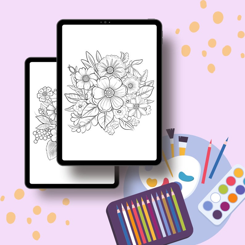 100 Flower Coloring Pages Printable Coloring Sheets for Kids and Adults ...