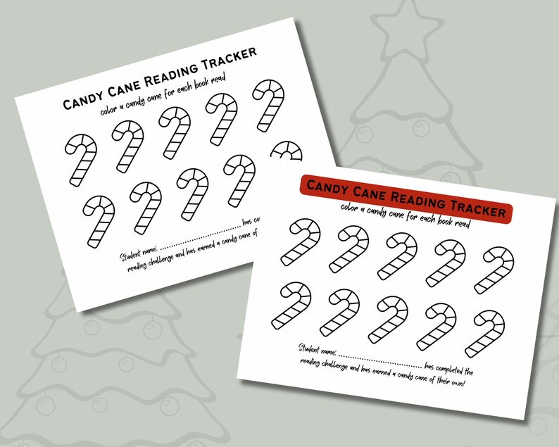Reading Tracker, Reading Log for Kids, Reading Challenge, Candy Cane ...