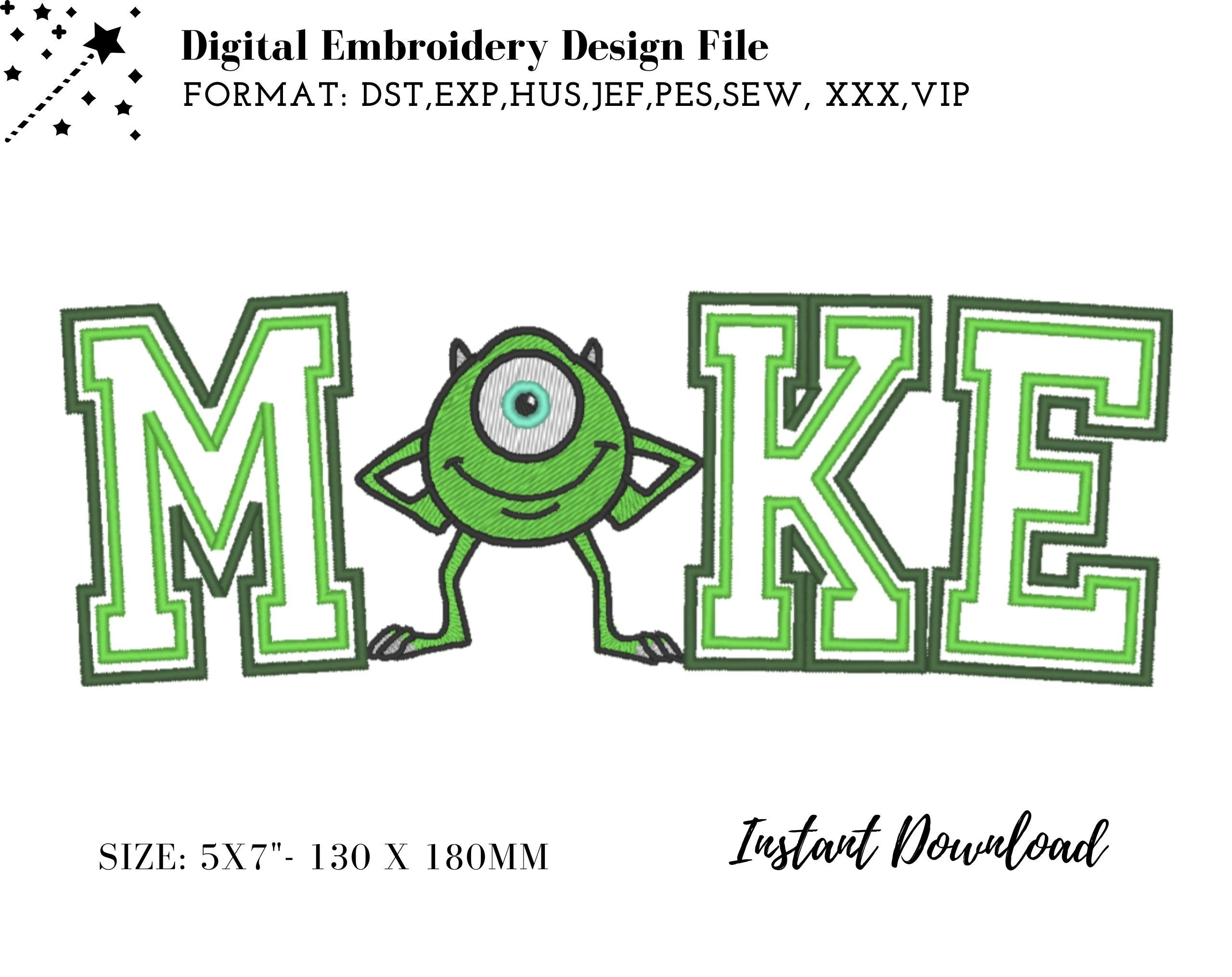Mike Green Monster Cartoon Machine Embroidery Design. Adorable File ...