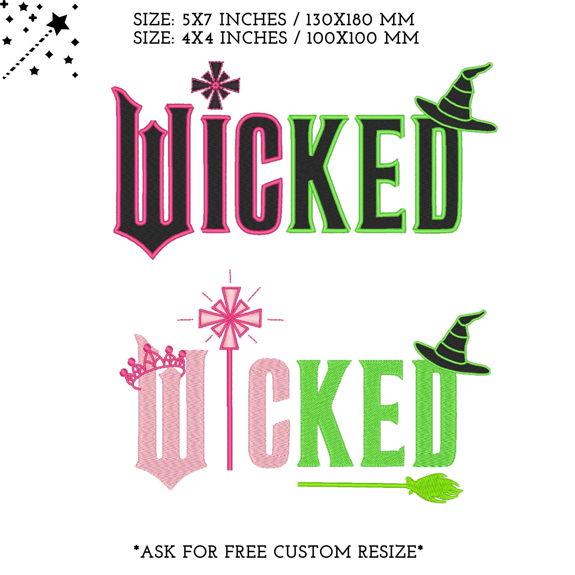 Wicked Machine Embroidery Design Files: Elphaba Glinda Defy Gravity ...
