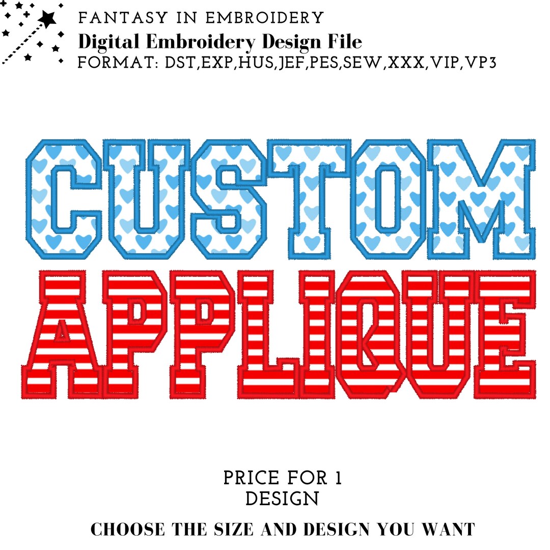 Applique Custom Embroidery Design, Logo Digitizing, Embroidery ...