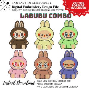 Labubu Machine Embroidery Design Files: Plushie Dolls, Cute Baby, T ...