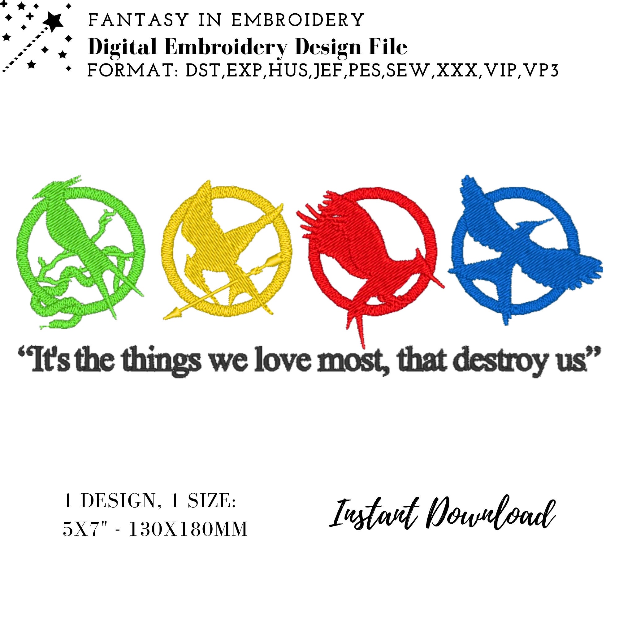 The Hunger Games Merch, Mockingjay Evolution, Machine Embroidery Design ...