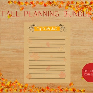 Fall Planning Printable Bundle - Etsy