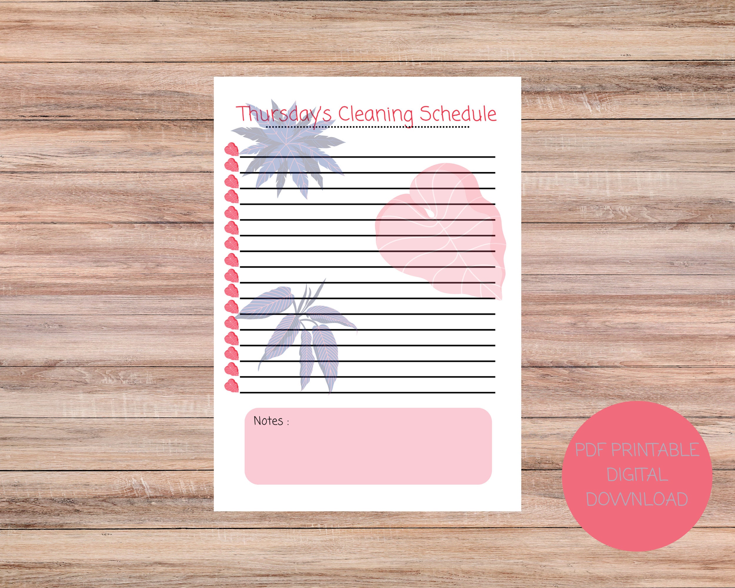 Printable PDF Cleaning Schedule Template - Etsy