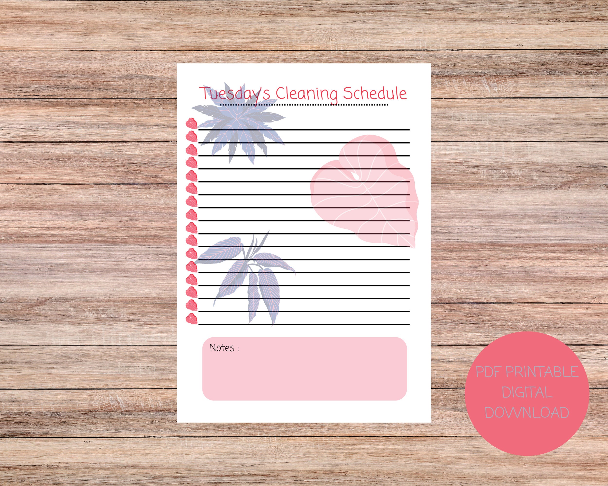 Printable PDF Cleaning Schedule Template - Etsy