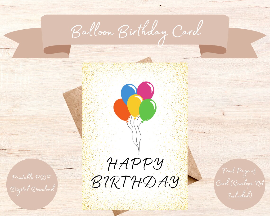 Birthday Balloon Card - Etsy