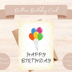 Birthday Balloon Card - Etsy