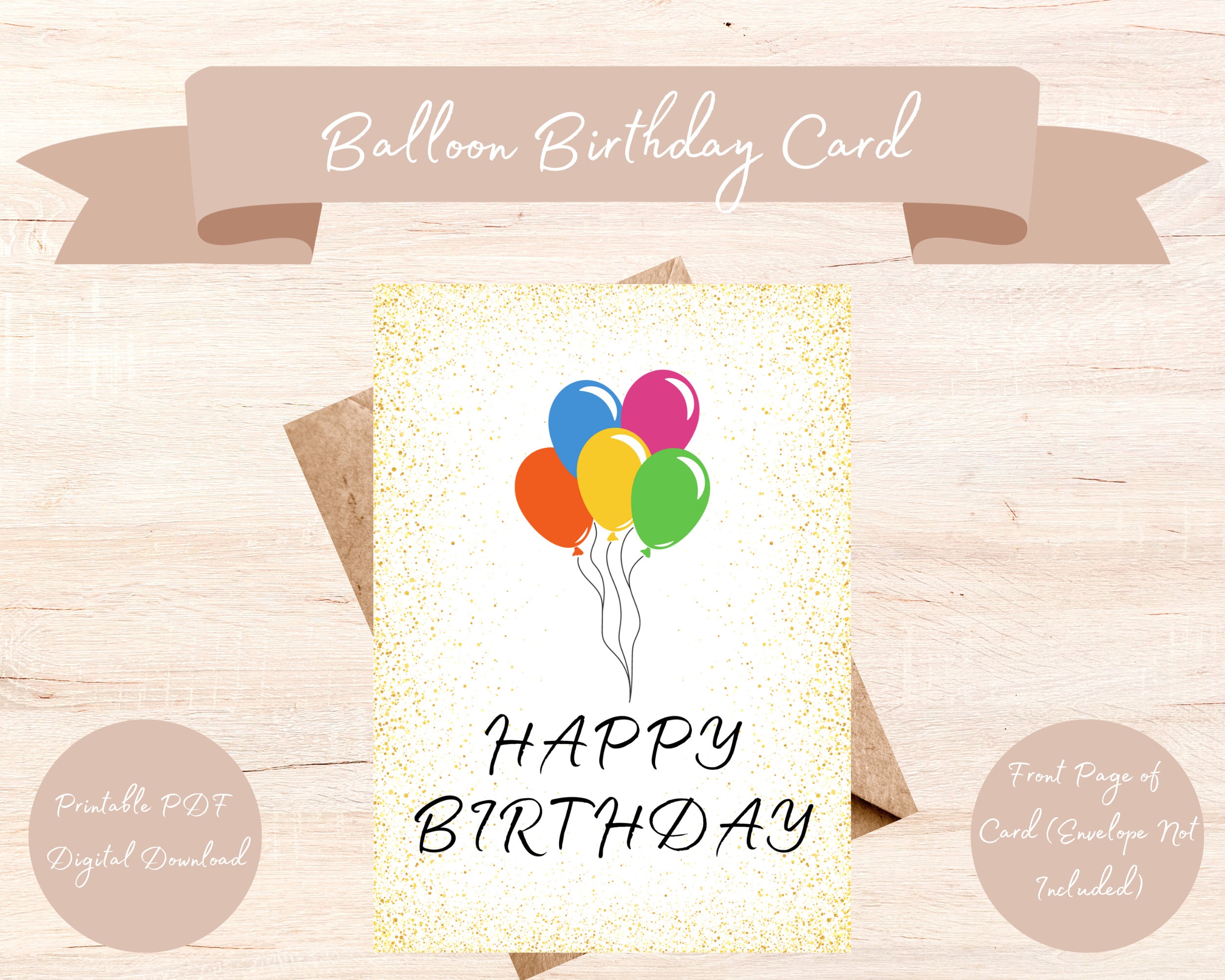 Birthday Balloon Card - Etsy