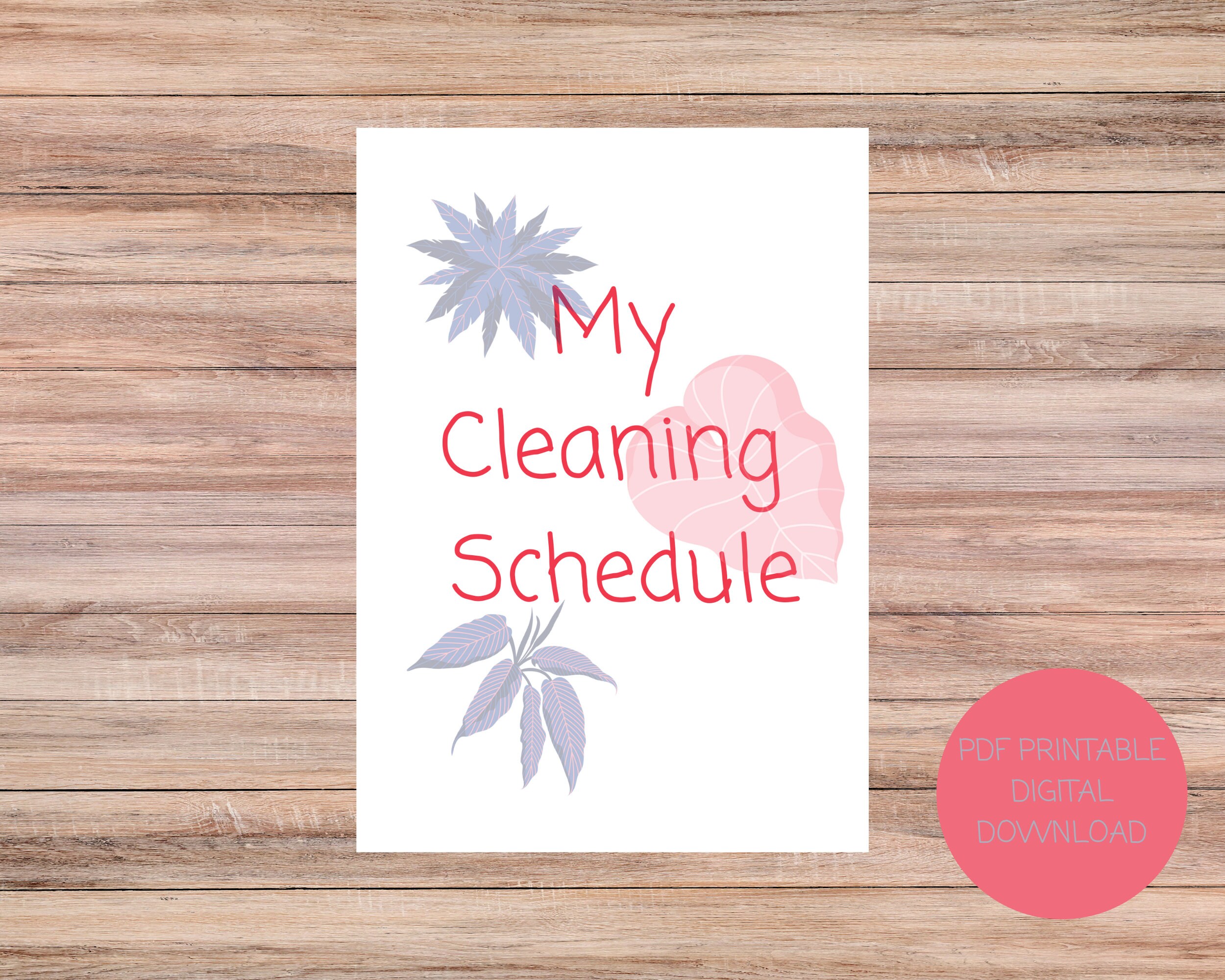 Printable PDF Cleaning Schedule Template - Etsy