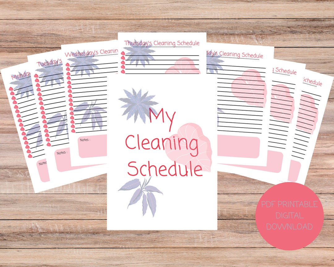 Printable PDF Cleaning Schedule Template - Etsy