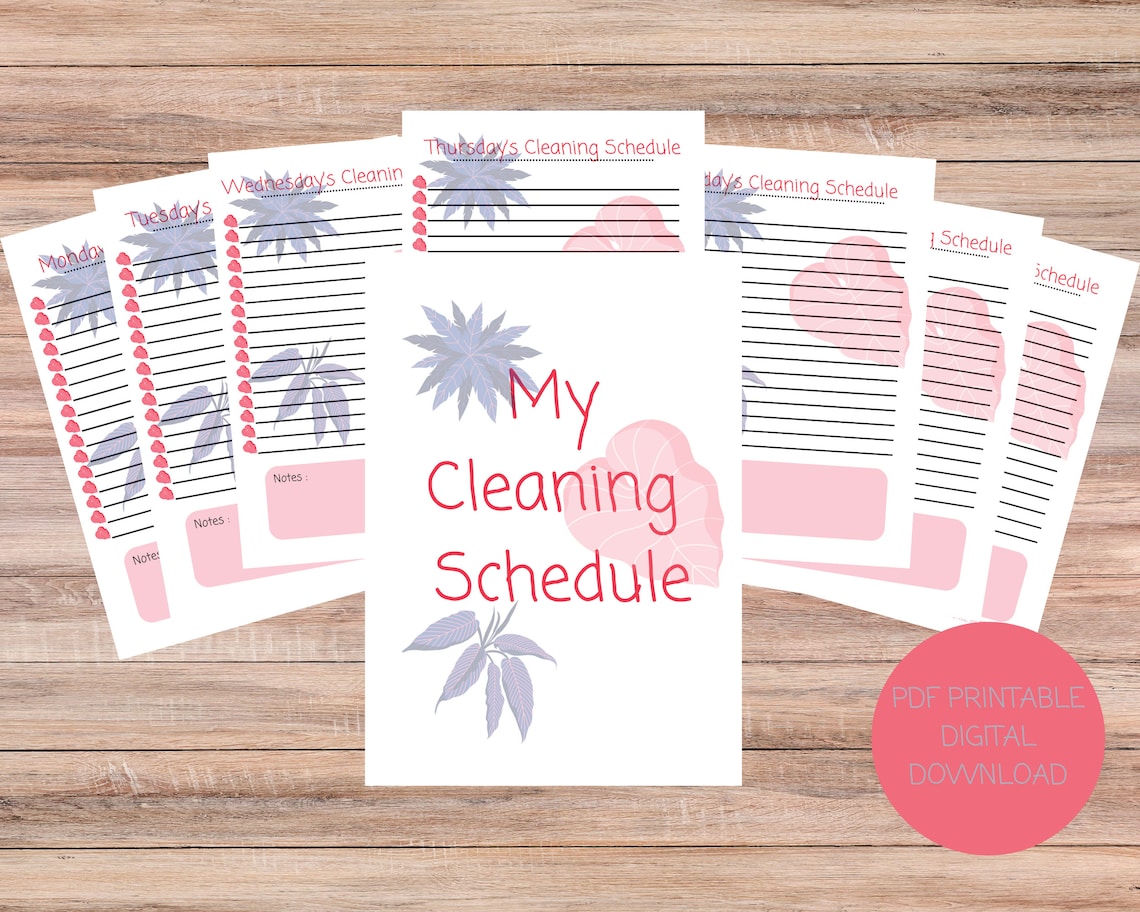 Printable PDF Cleaning Schedule Template - Etsy