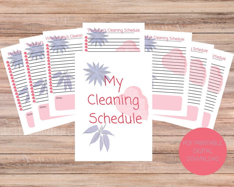 Printable PDF Cleaning Schedule Template - Etsy