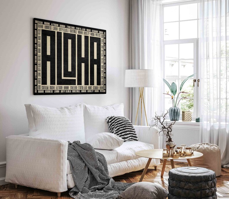 Spirit of Aloha Poster Hawaiian Typography Art Tropical Lettering Print ...