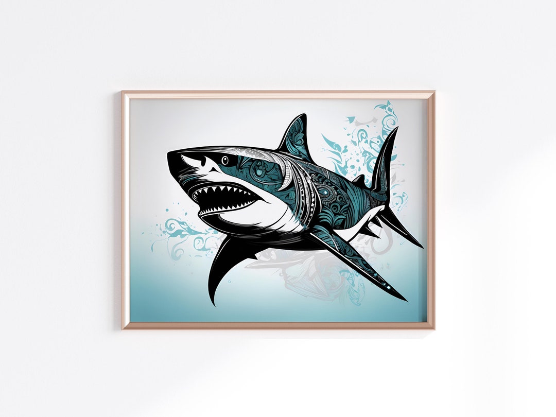 Polynesian Shark Art, Maori Shark Artwork, Samoan Shark Poster ...
