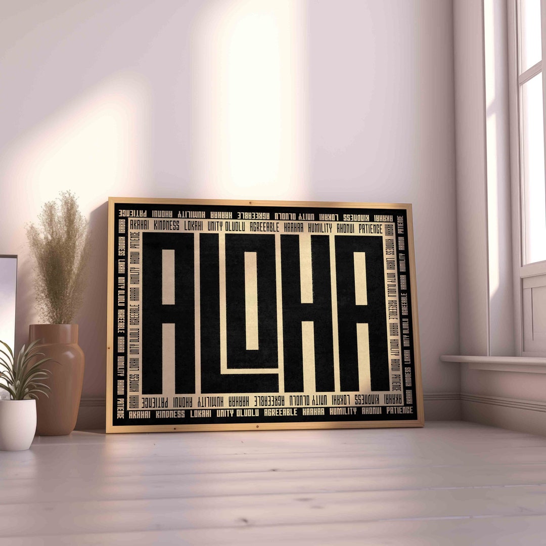 Spirit of Aloha Poster Hawaiian Typography Art Tropical Lettering Print ...