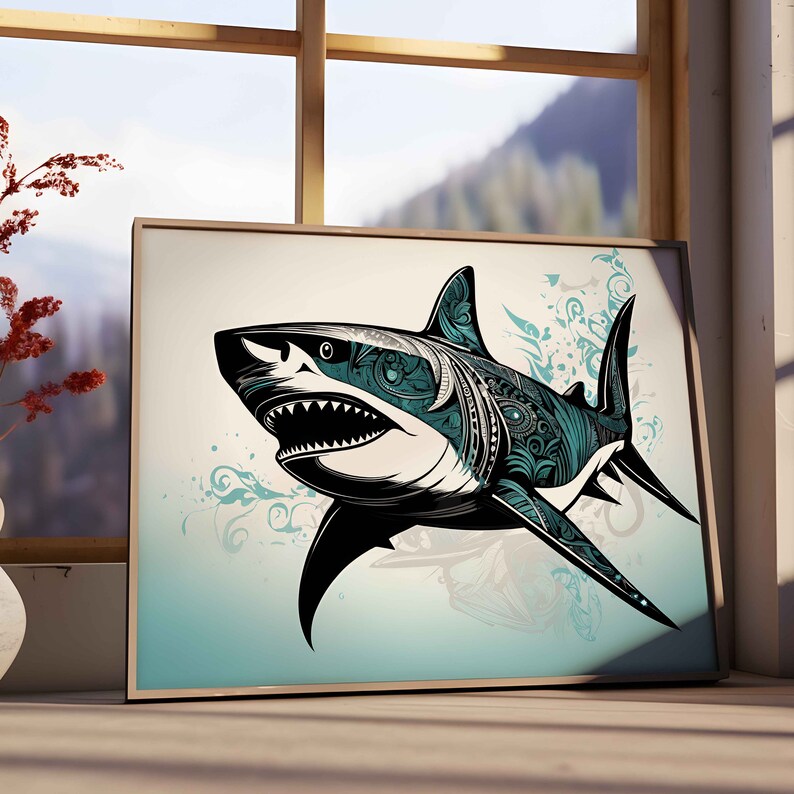 Polynesian Shark Art, Maori Shark Artwork, Samoan Shark Poster ...