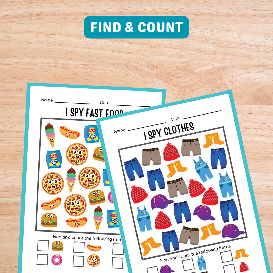 Buy Kindergarten I Spy Workbook Find & Count Numbers 10 Pages Printable ...