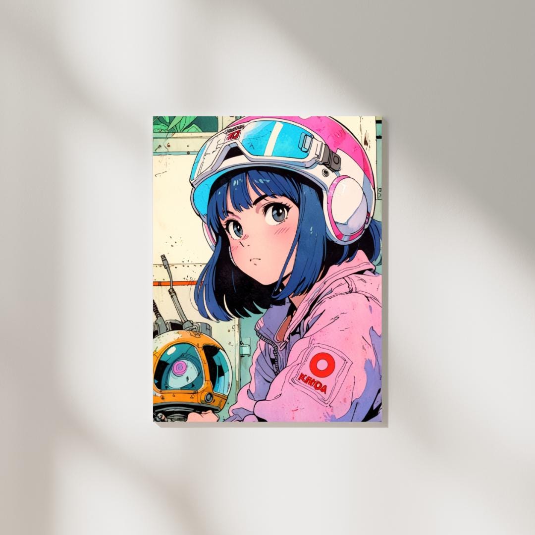 A Lovely Girl Anime Retro Style Illustration, DIGITAL DOWNLOAD - Etsy