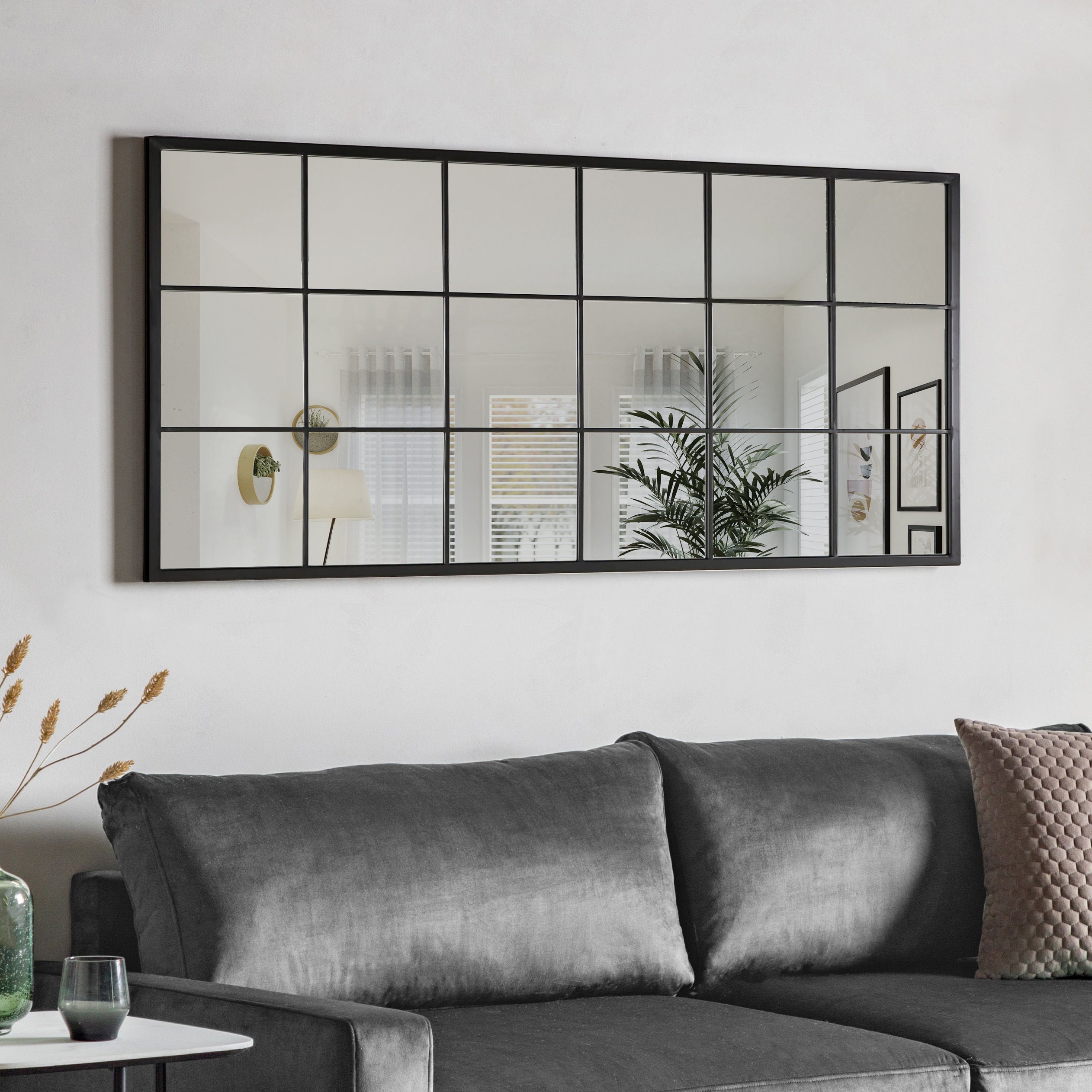 Rochford Large Metal Industrial Window Mirror 140cm X 70cm - Etsy UK