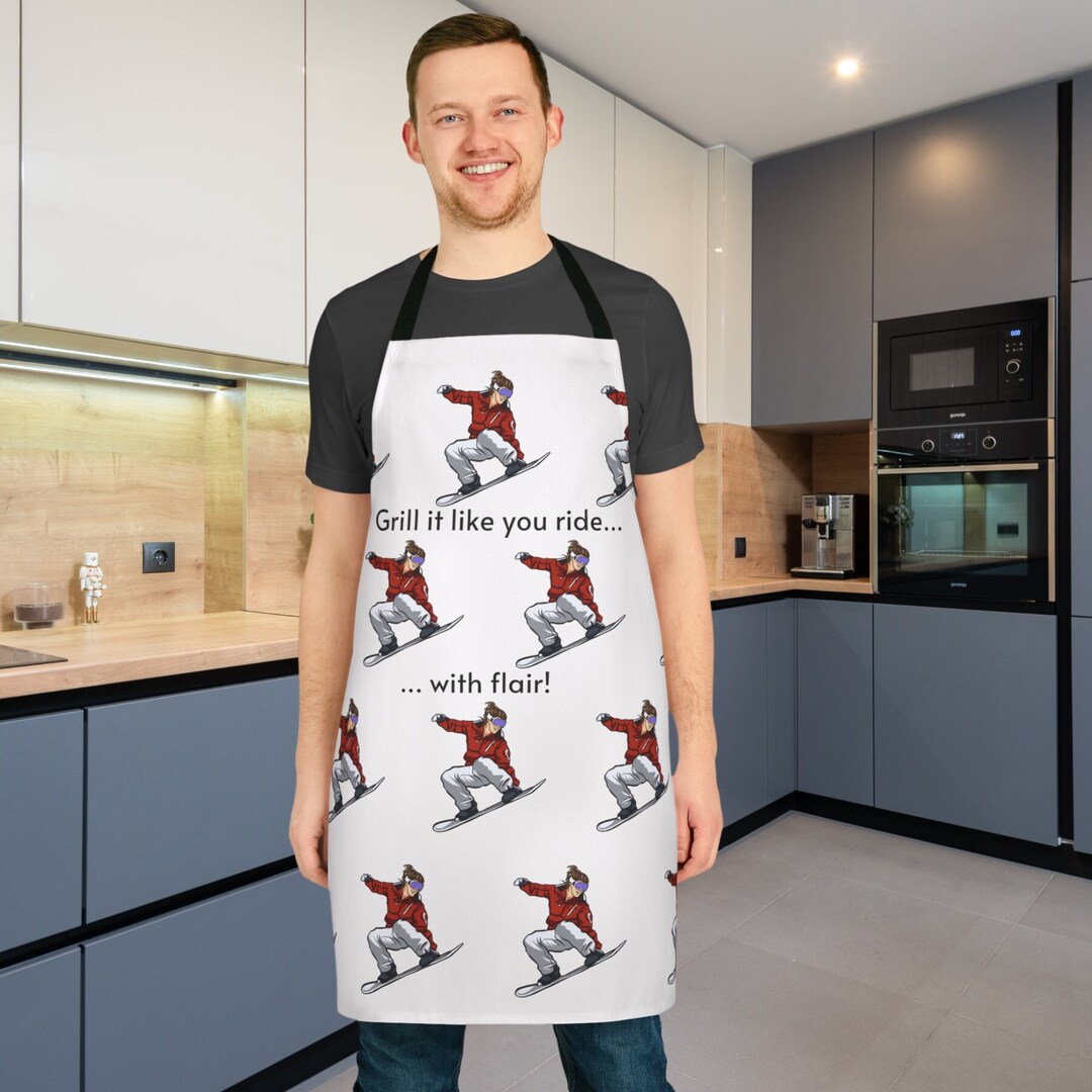Grill Apron for Snowboarders - Catch Air & Flavors, Perfect Gift for ...
