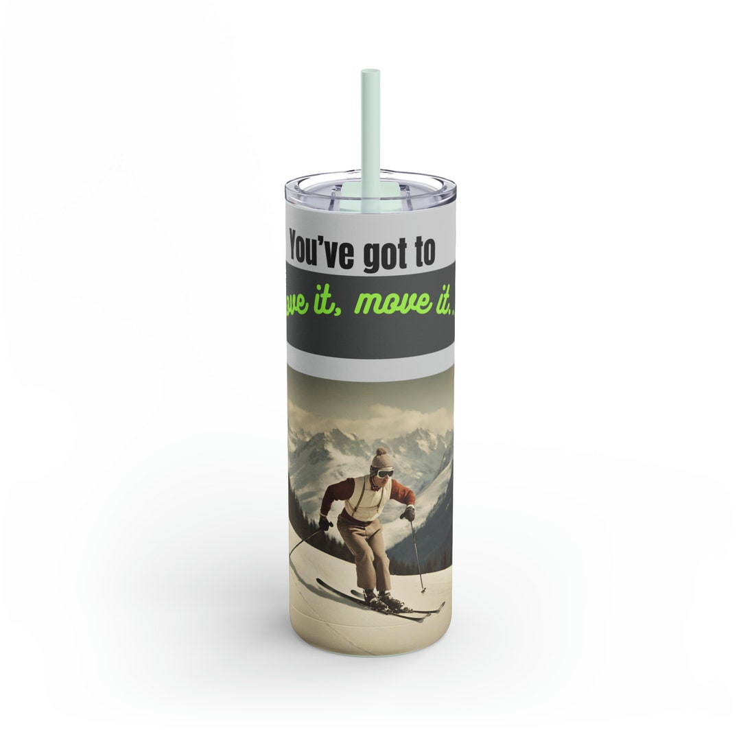 Vintage Ski Water Bottle I Retro Ski Tumbler I Water Bottle for Skiers ...