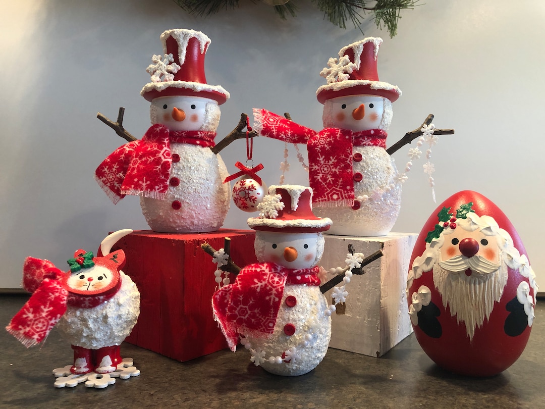 Red Holiday Snowman - Etsy