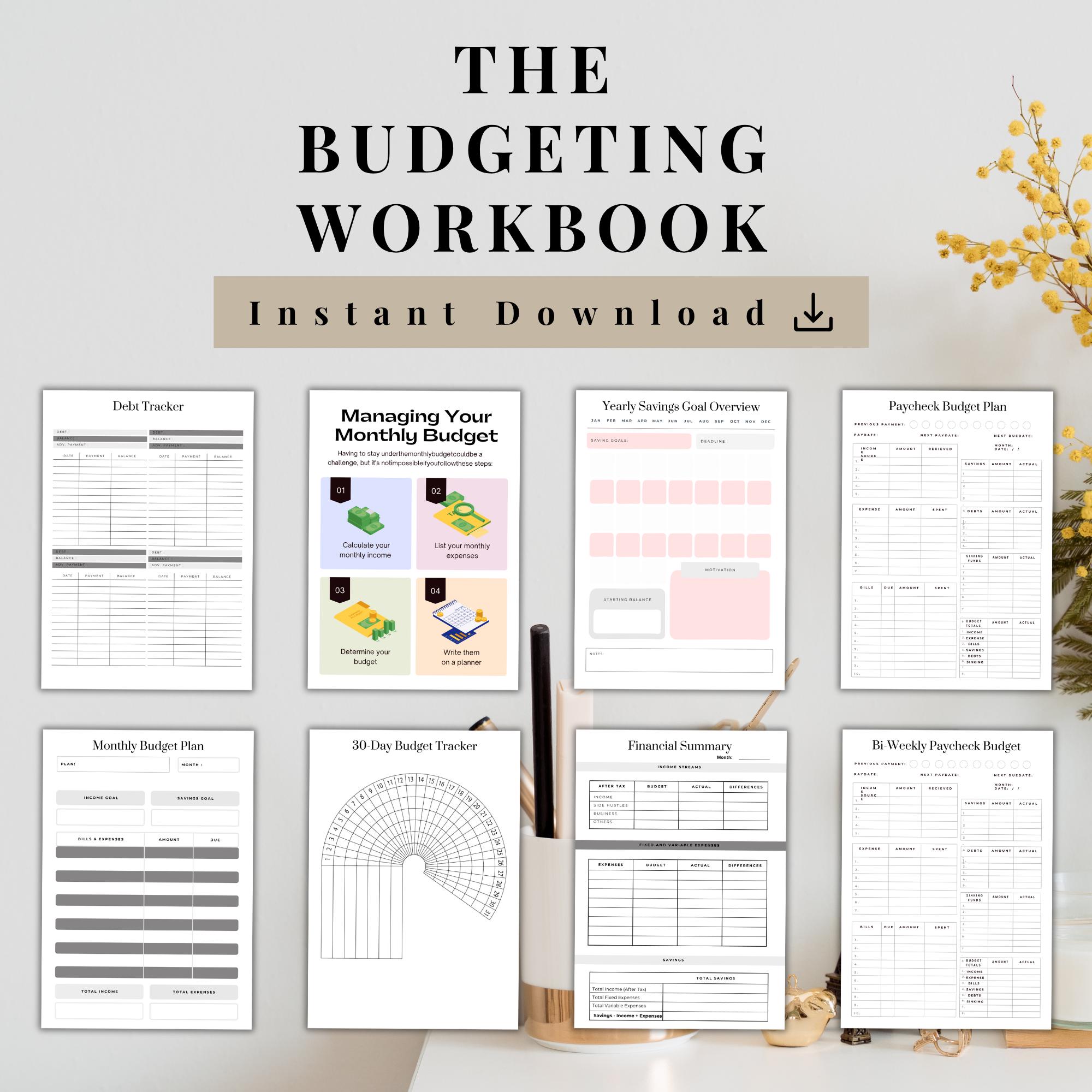 The Budgeting Workbook Printable PDF – Undated Monthly Budget, Expense ...