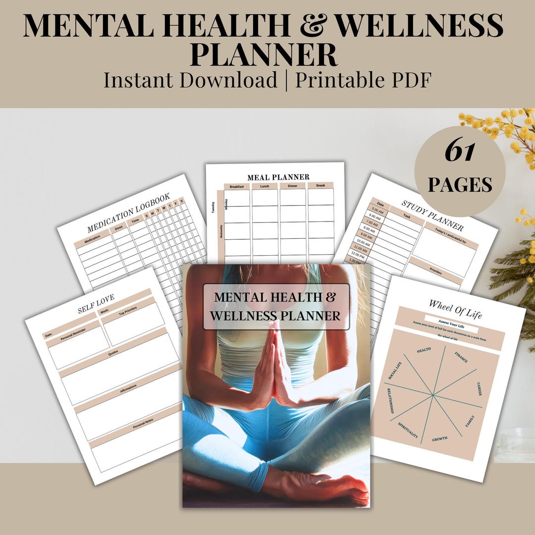 Mental Health & Wellness Printable Planner PDF – Mood, Self‑care ...