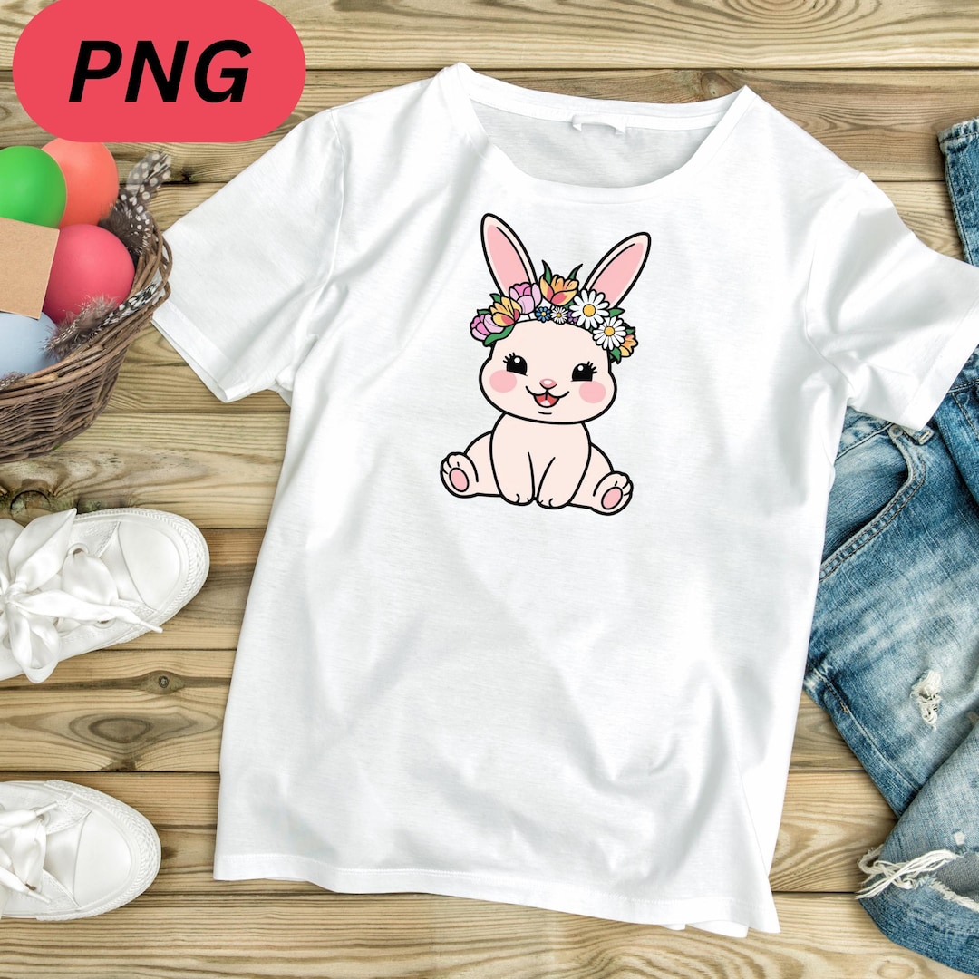 Chibi Bunny PNG - Cute Kawaii Easter Bunny Clipart, Floral Crown Design ...