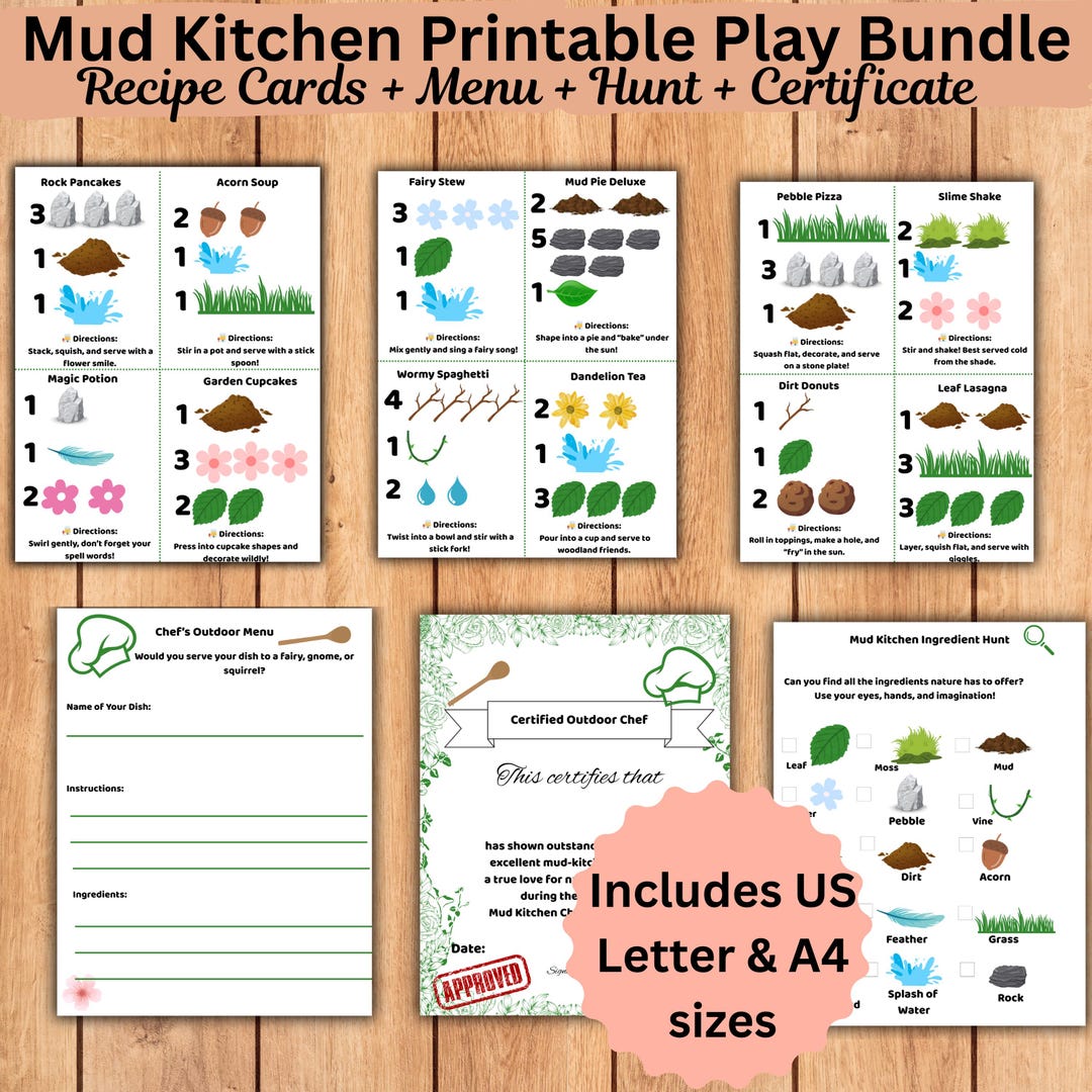 Mud Kitchen Printable Bundle: Kids Outdoor Nature Play (PDF Download ...