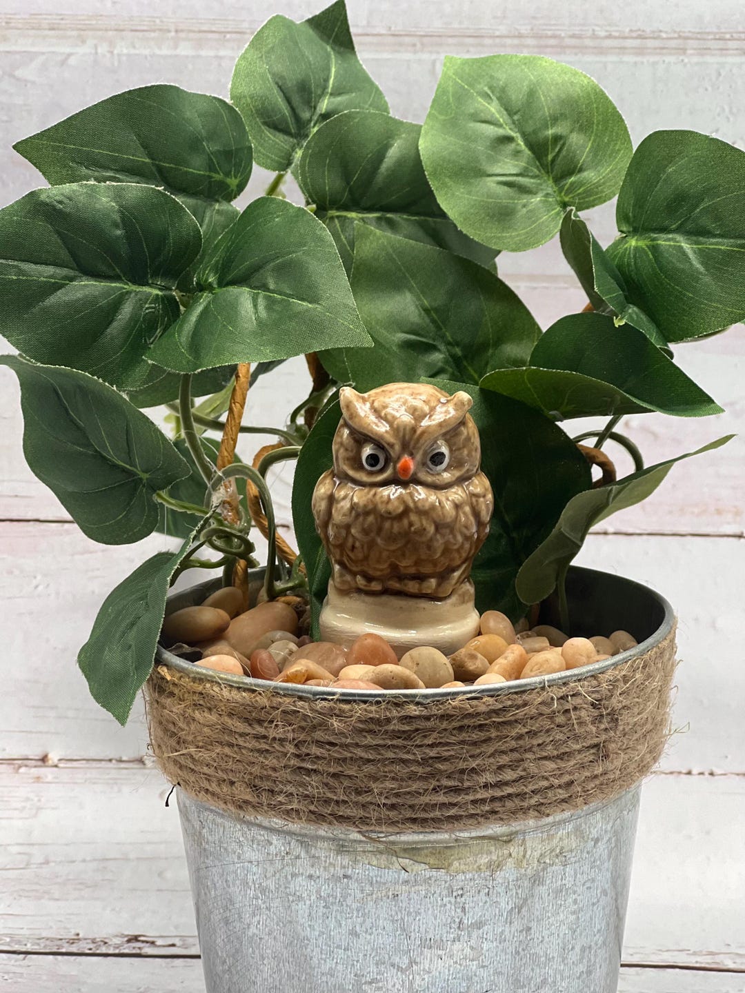 Owl Ceramic Plant Watering Spike, Vintage Mold Garden Decor, Handmade ...